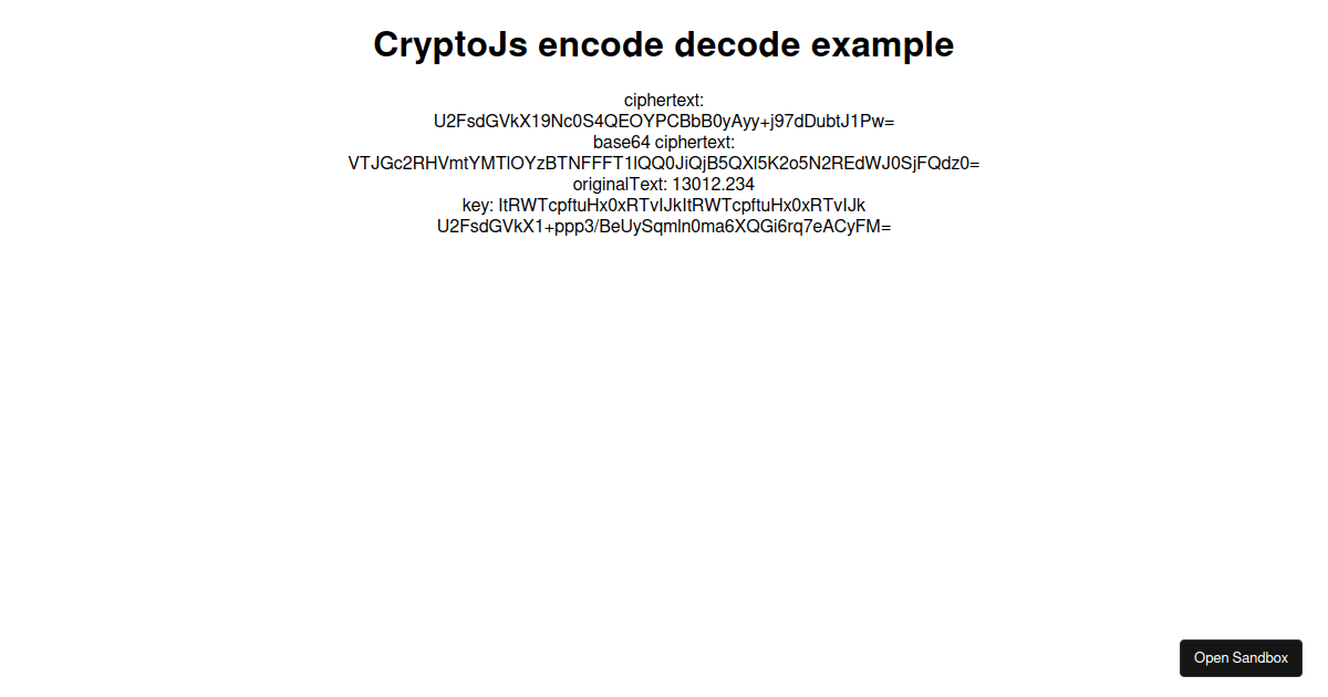 try crypto-js - Codesandbox