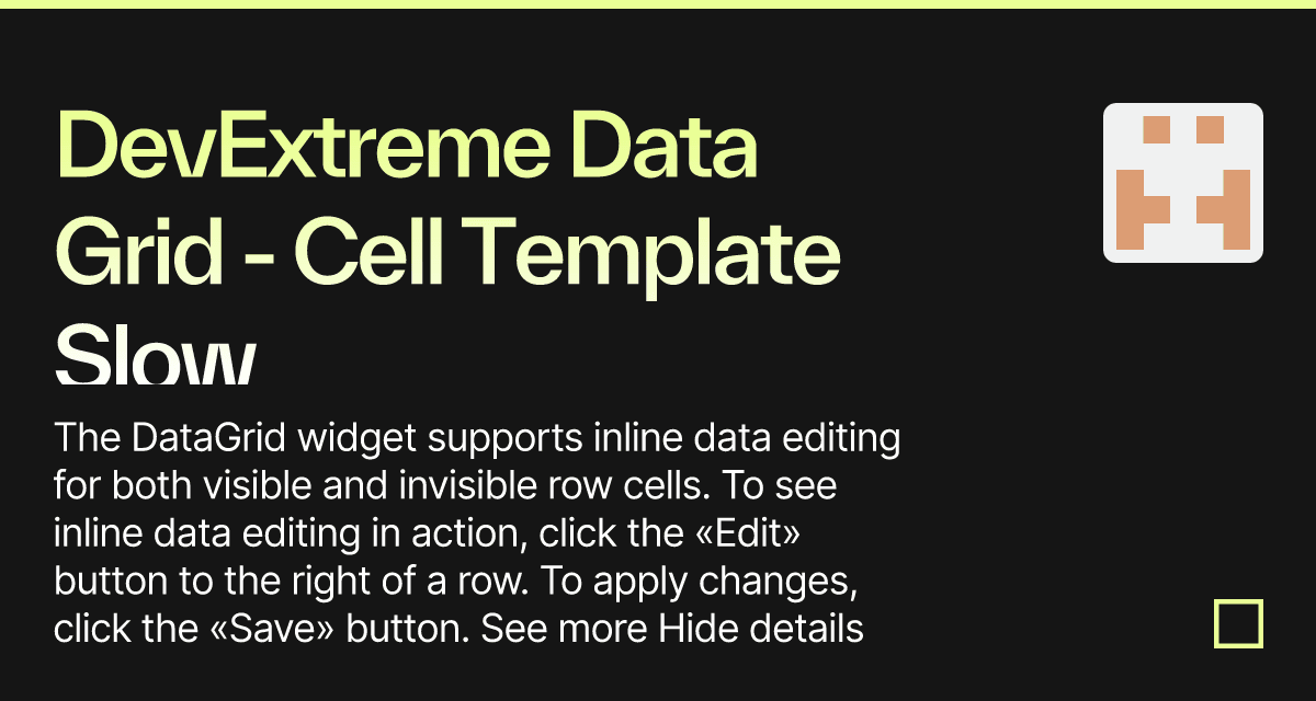 DevExtreme Data Grid - Cell Template Slow - Codesandbox