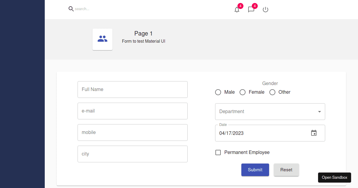 Mui Form Codesandbox