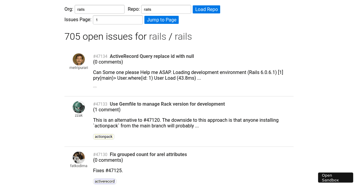 rsk-github-issues-example - Codesandbox