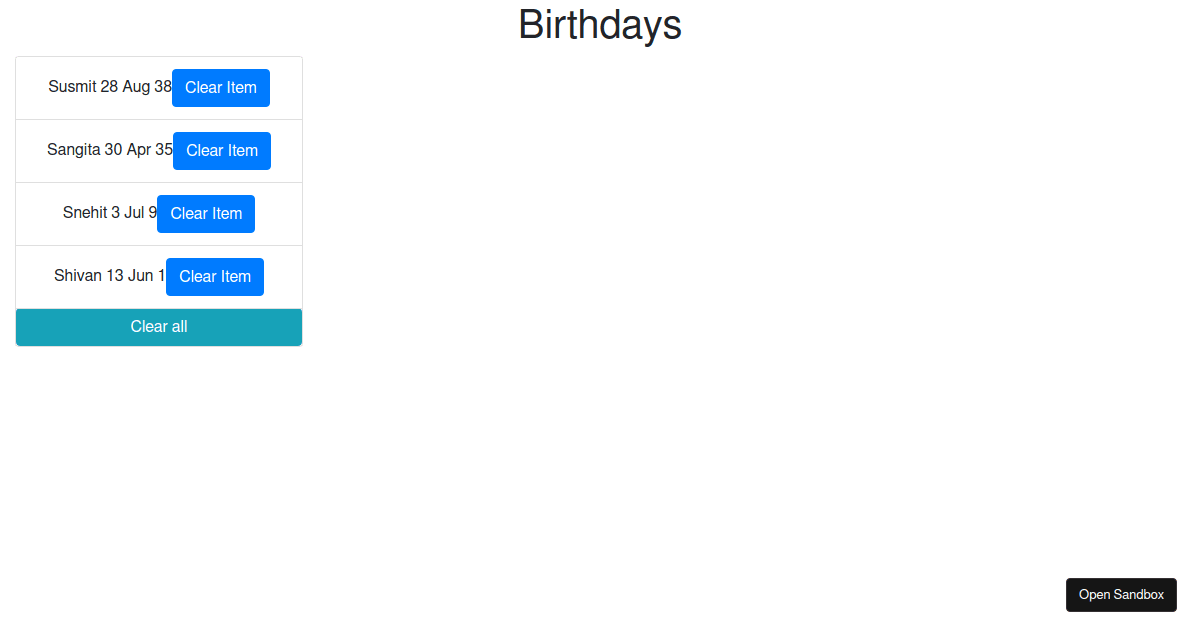 birthday-reminders - Codesandbox