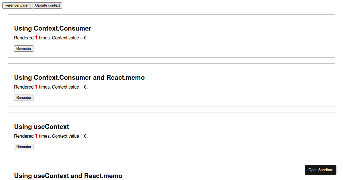 React Context playground - Codesandbox