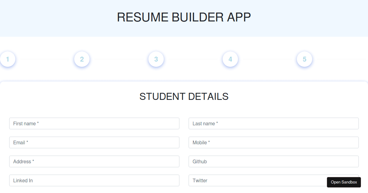 Resume-Builder-app - Codesandbox