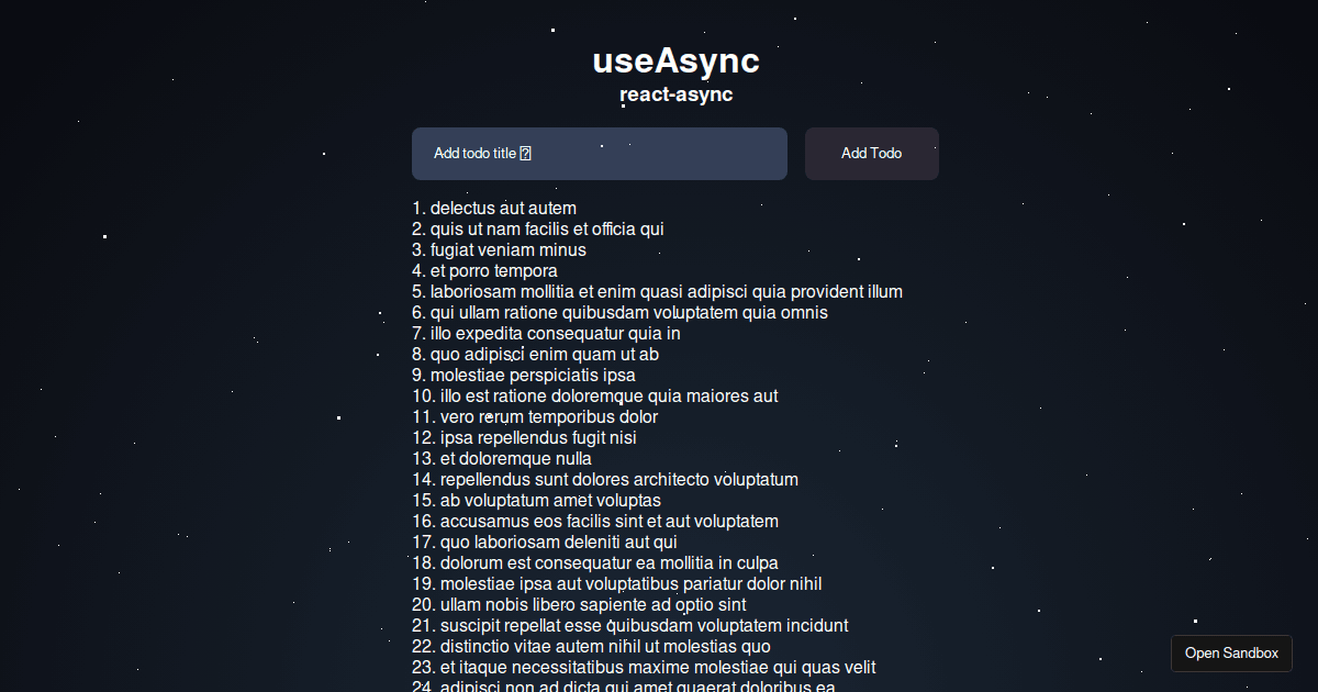 React Async Todo List App Codesandbox