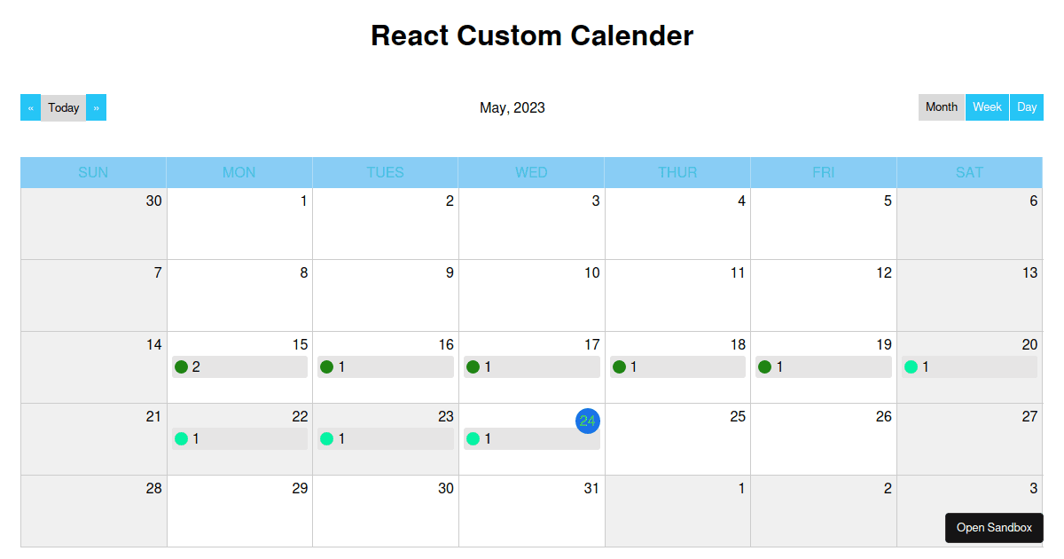 react-custom-calender (forked) - Codesandbox