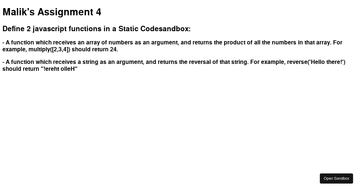 Malik's Assignment 4 - Codesandbox