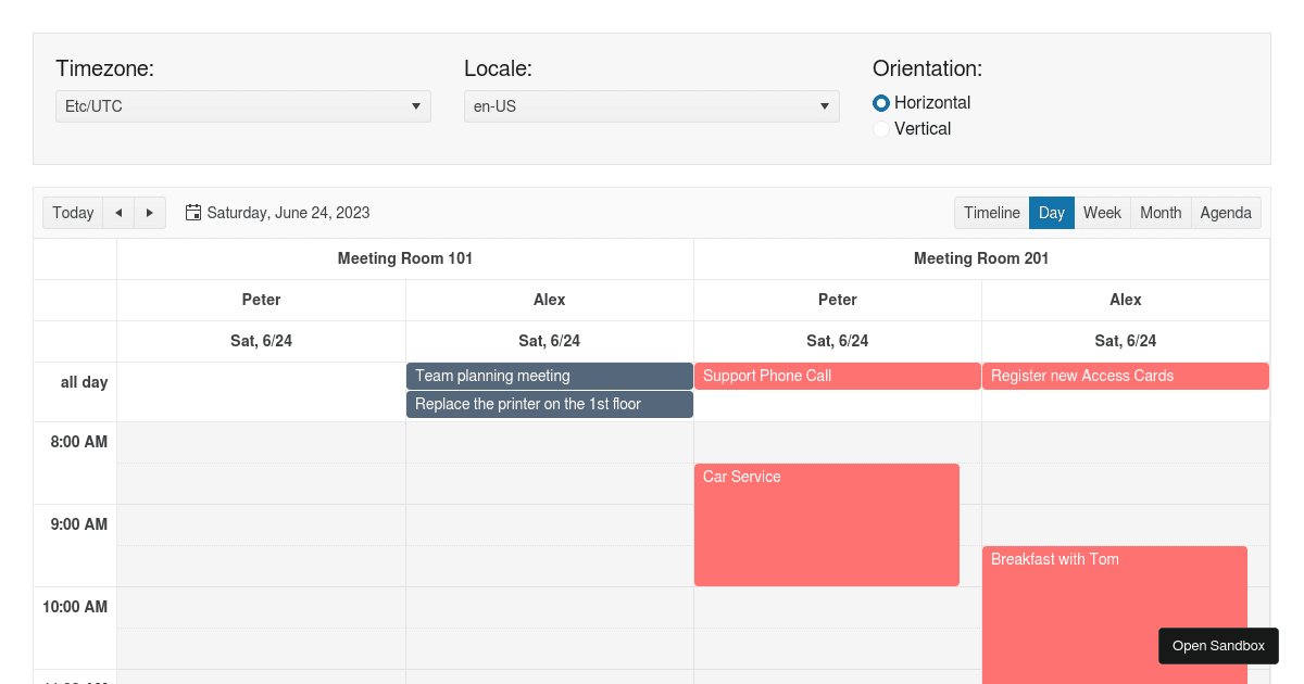 Kendo UI - Scheduler - Codesandbox