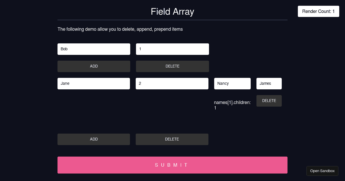 React Hook Form Reset useFieldArray (forked) - Codesandbox React Hook Form Reset useFieldArray (forked) - Codesandbox