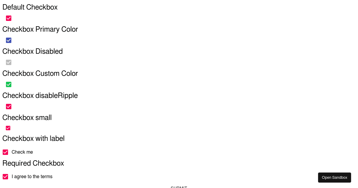 Material UI Checkbox Examples (forked) - Codesandbox
