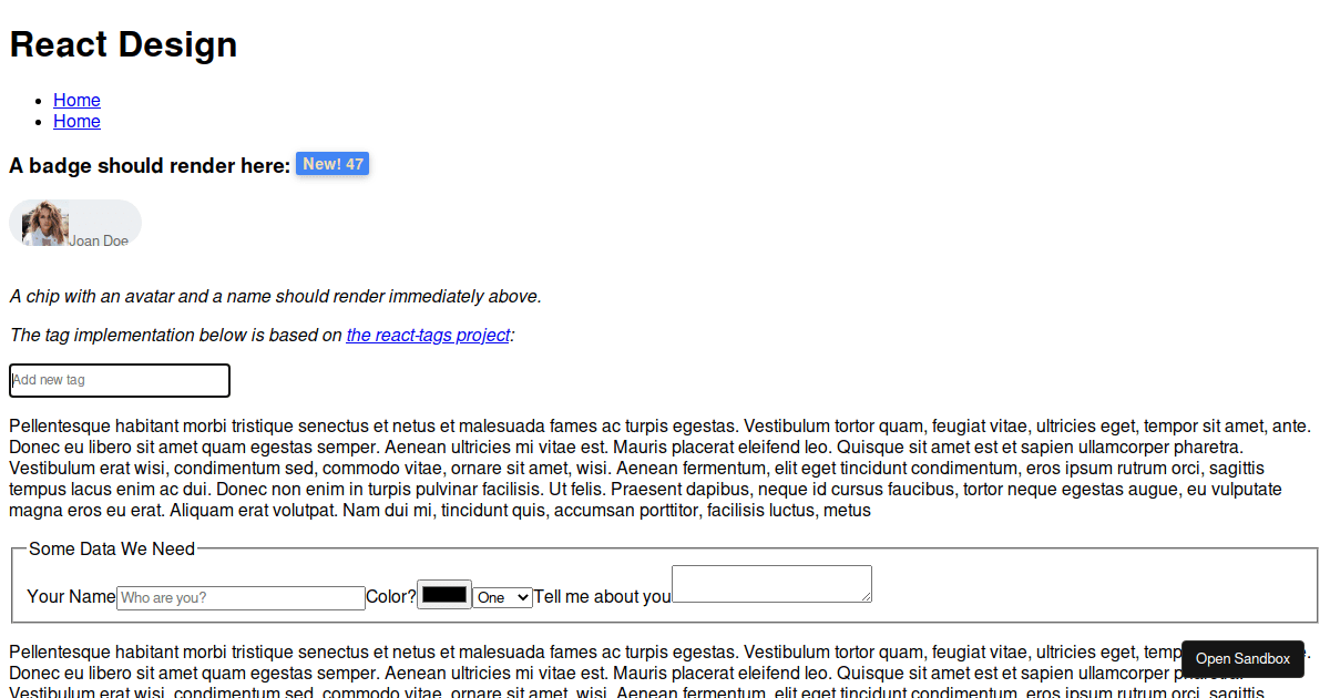 31 React Design and Components - Tags Chips Badges - Codesandbox