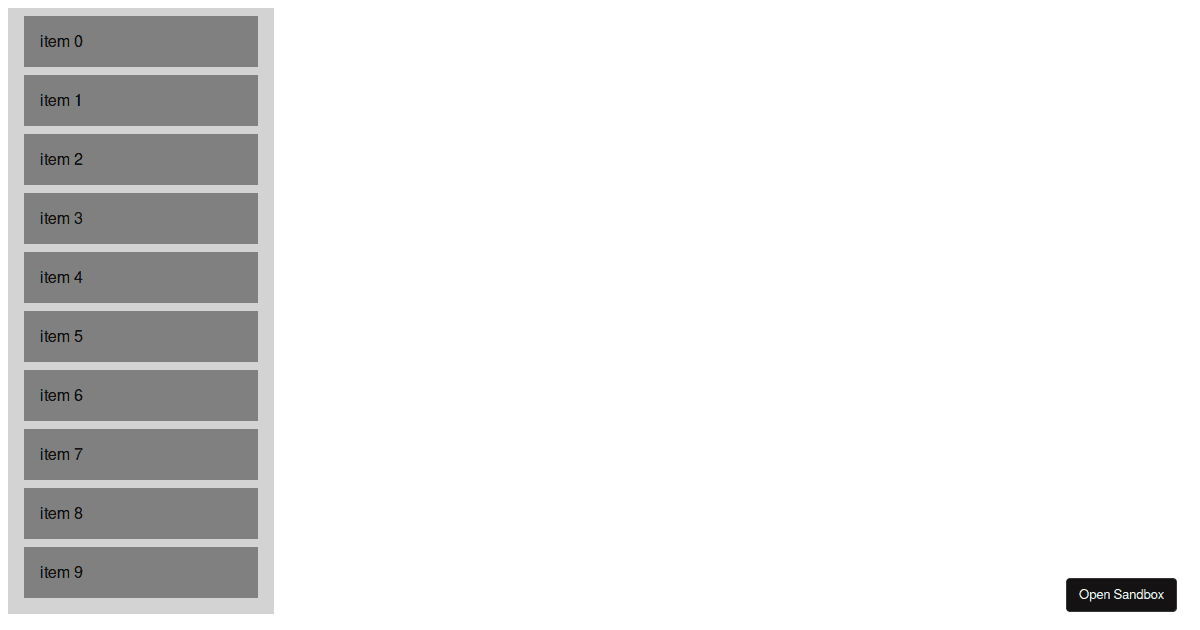 vertical list - Codesandbox