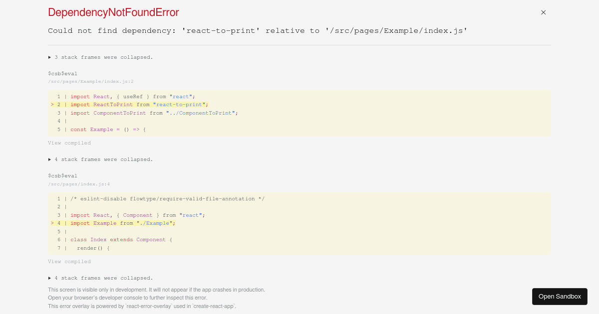 Create React App Codesandbox