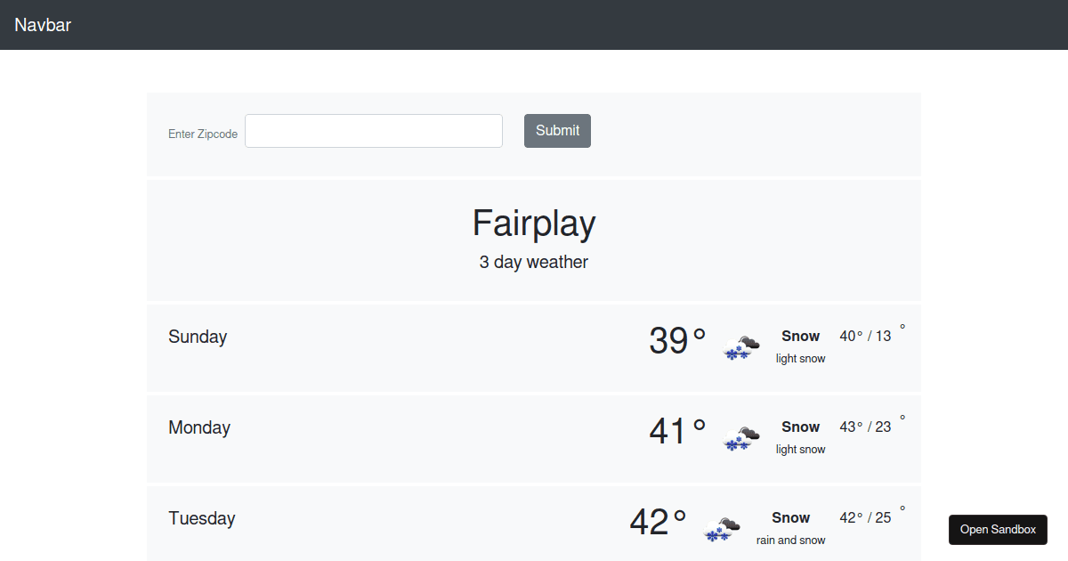 Open Weather API - Codesandbox