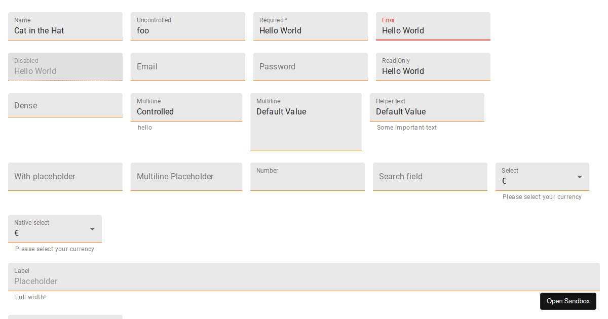Material demo - Codesandbox