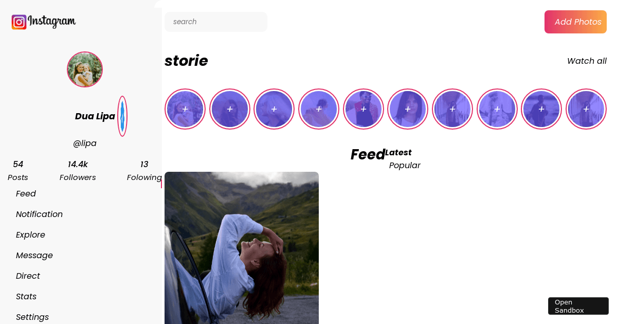 Instagram Clone Final - Codesandbox