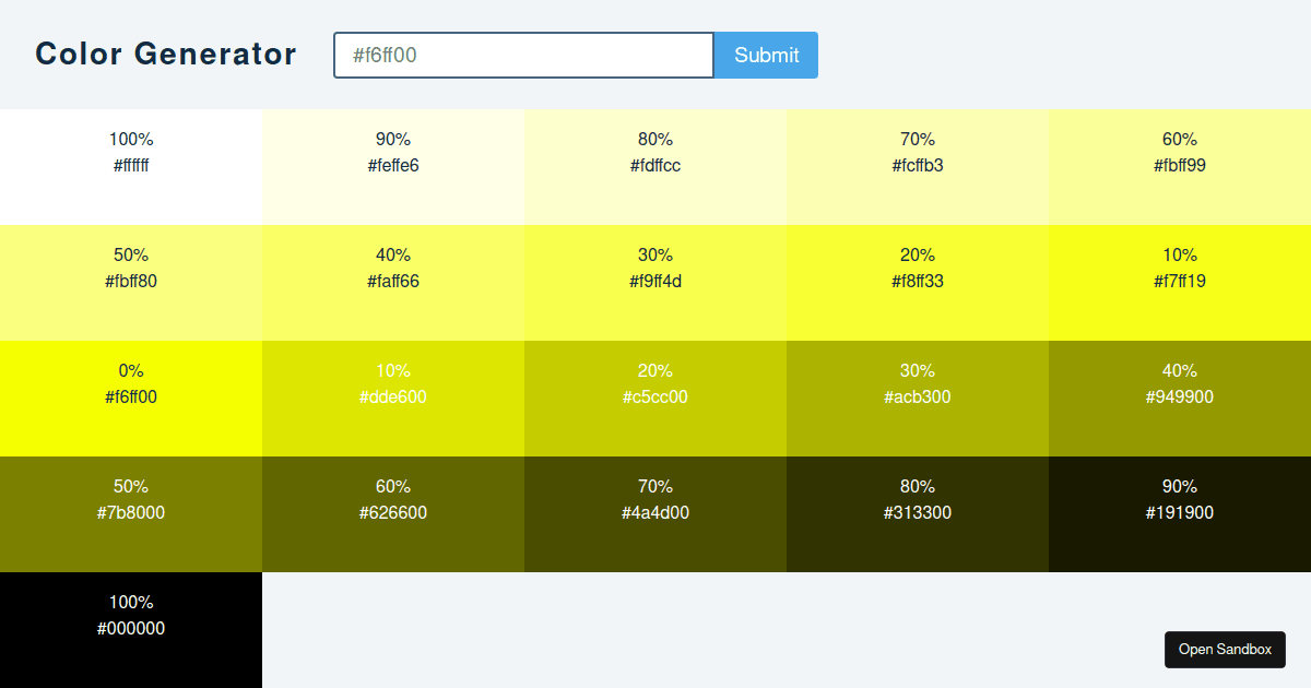 Random color generator - Codesandbox