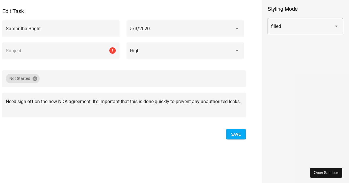 Styling Mode Devextreme Editors Codesandbox