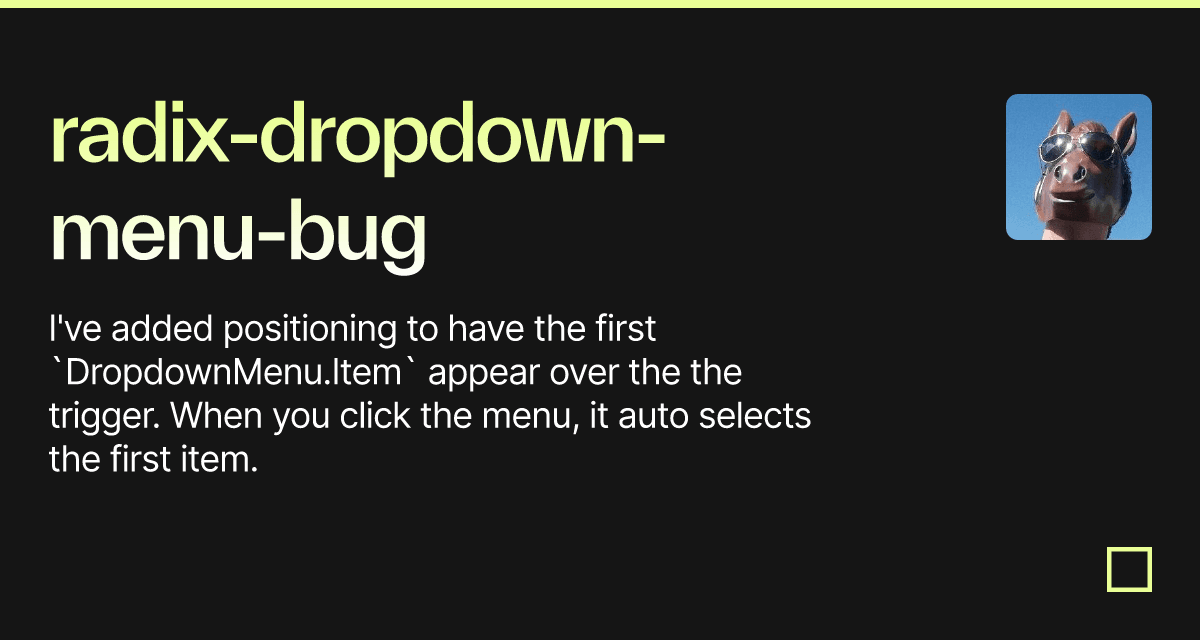 Radix Dropdown Menu Bug Codesandbox