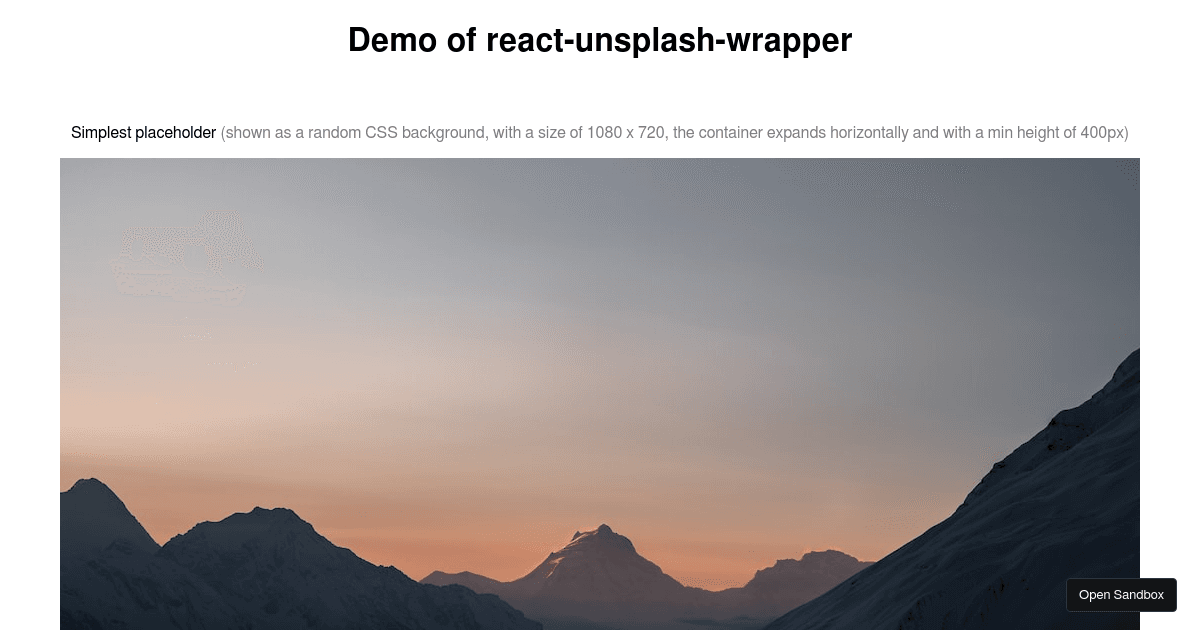 React Unsplash Wrapper Codesandbox