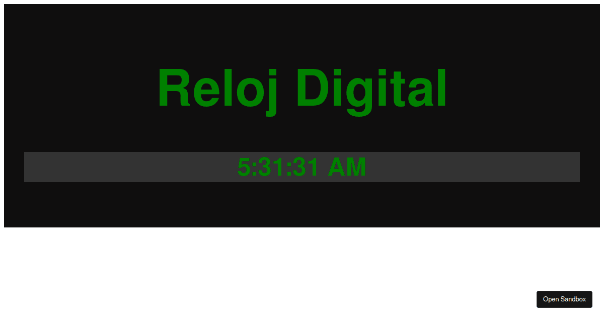 Reloj Digital - Codesandbox