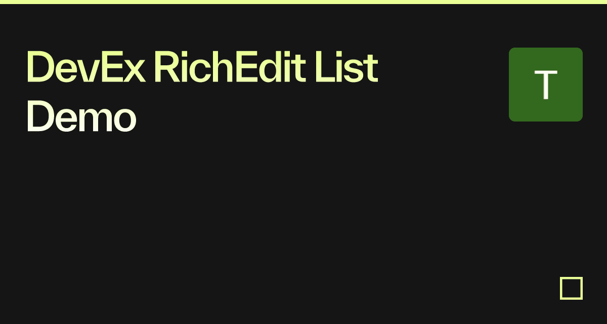 DevEx RichEdit List Demo - Codesandbox