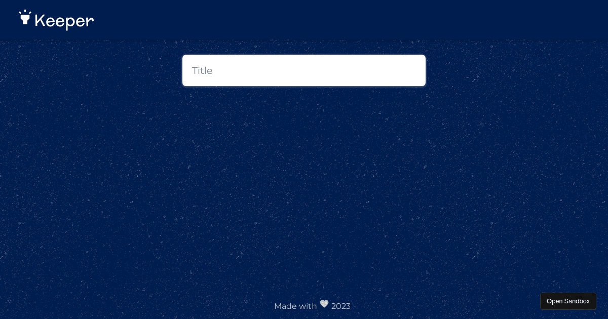 keeper - Codesandbox