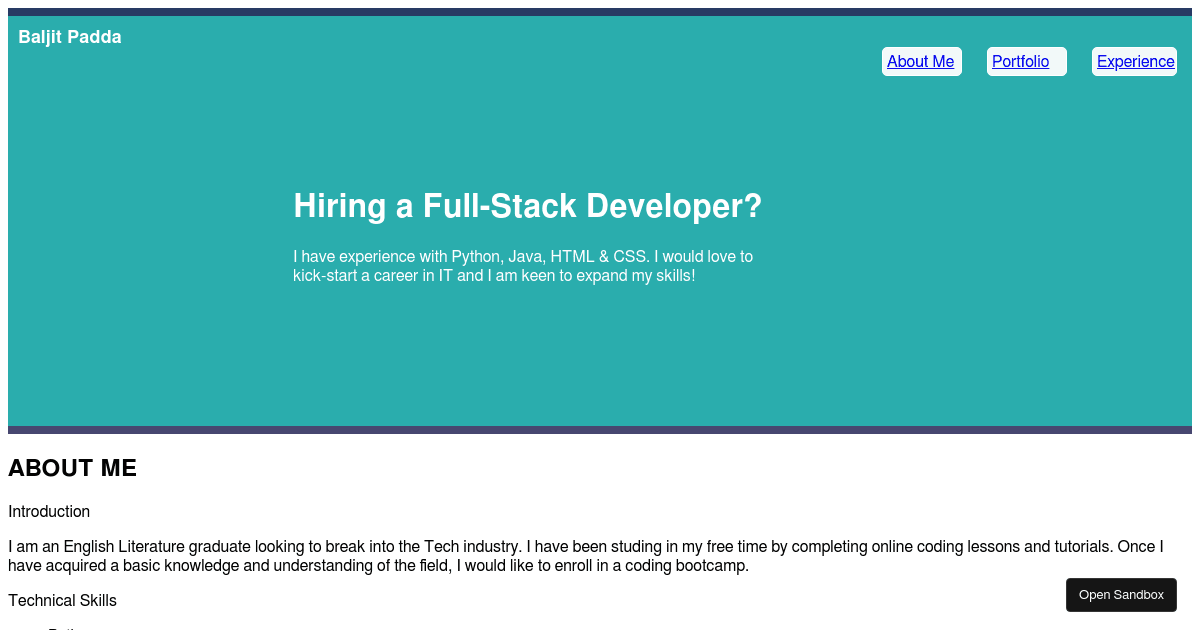 developer-portfolio-task - Codesandbox