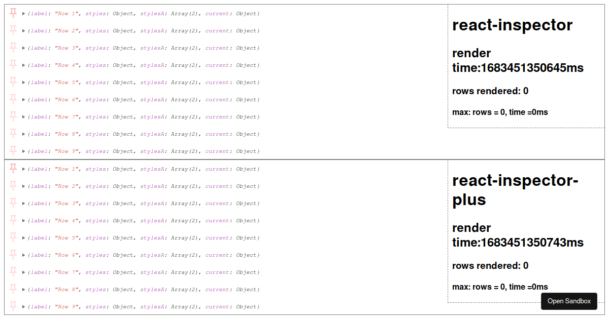 Infinite Variable Size React-Inspector-Plus List Advanced - Codesandbox