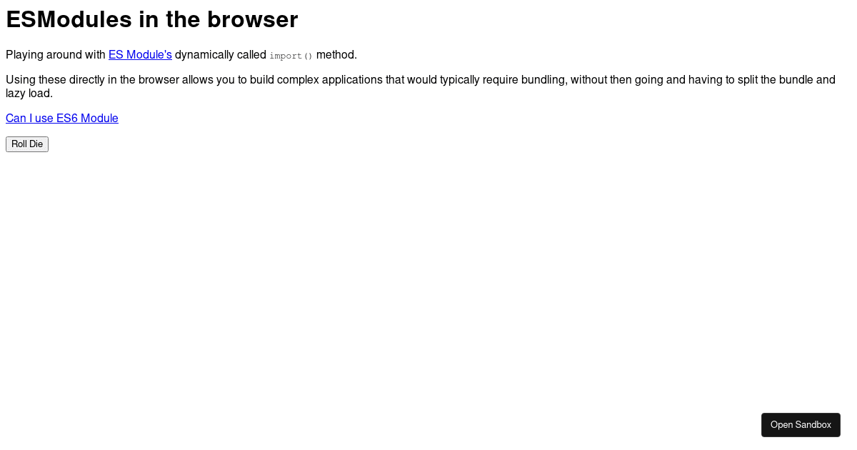 esm-in-the-browser - Codesandbox