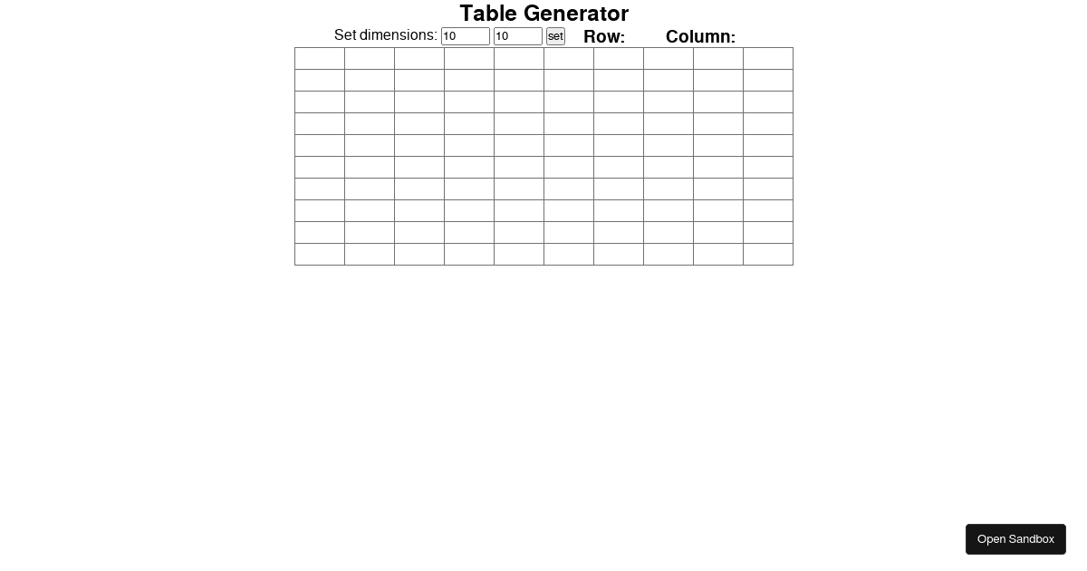 Table Generator React - Codesandbox