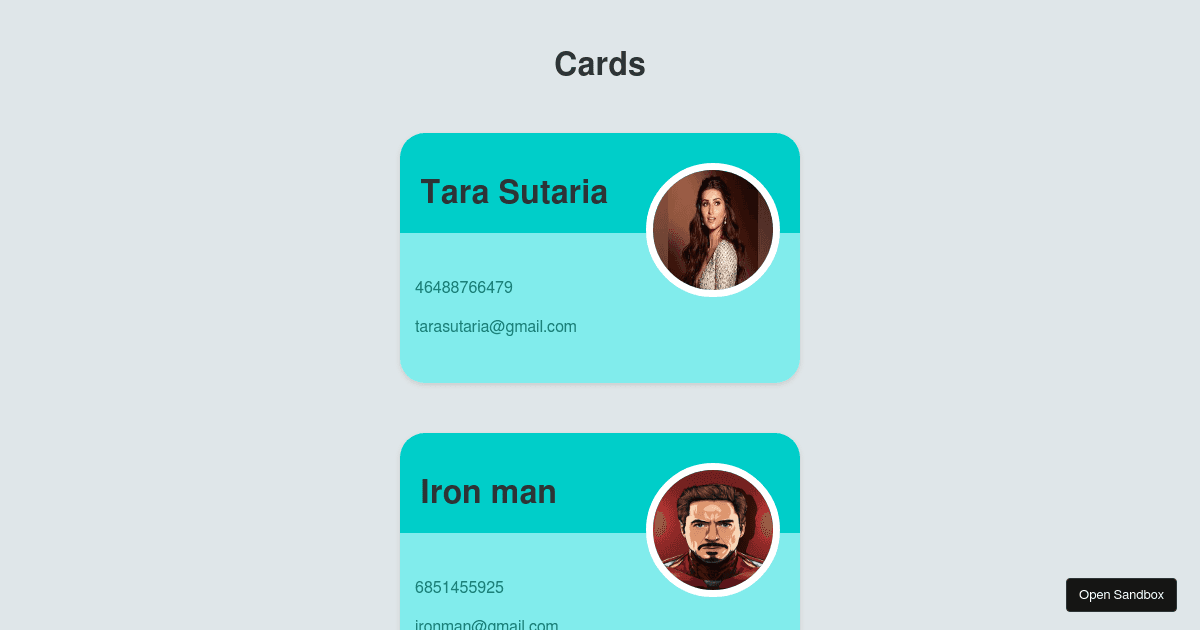 React Props Practice Codesandbox