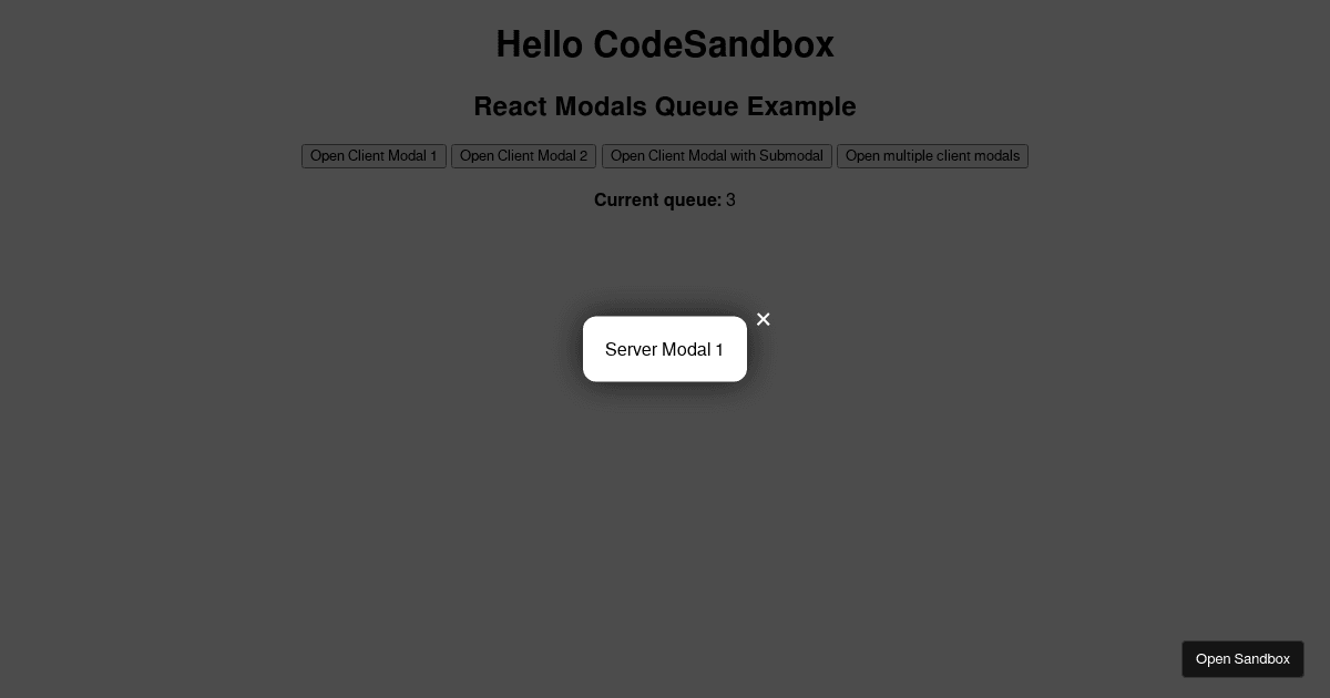 Dialogs Queue - Codesandbox