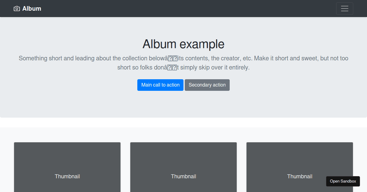 Bootstrap album example - Codesandbox