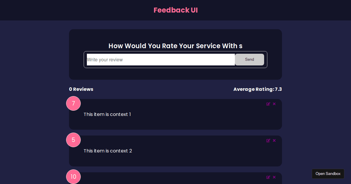 Feedback Ui Codesandbox