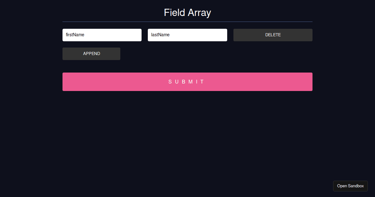 React Hook Form Usefieldarray Forked Codesandbox