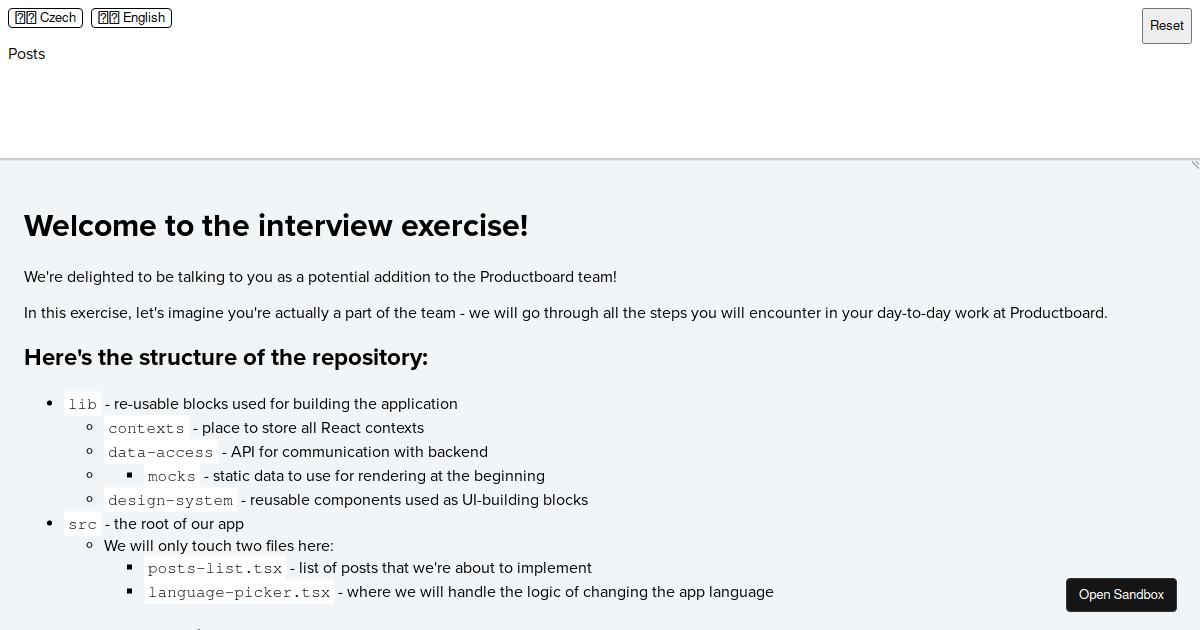 Pair programming exercise - Codesandbox Pair programming exercise - Codesandbox