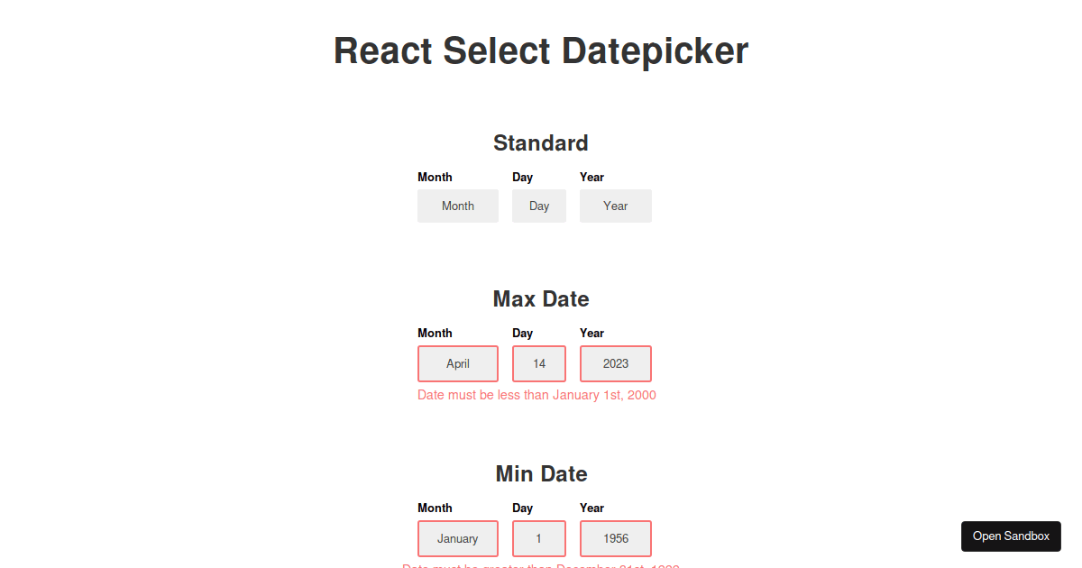 basic datepicker (forked) - Codesandbox