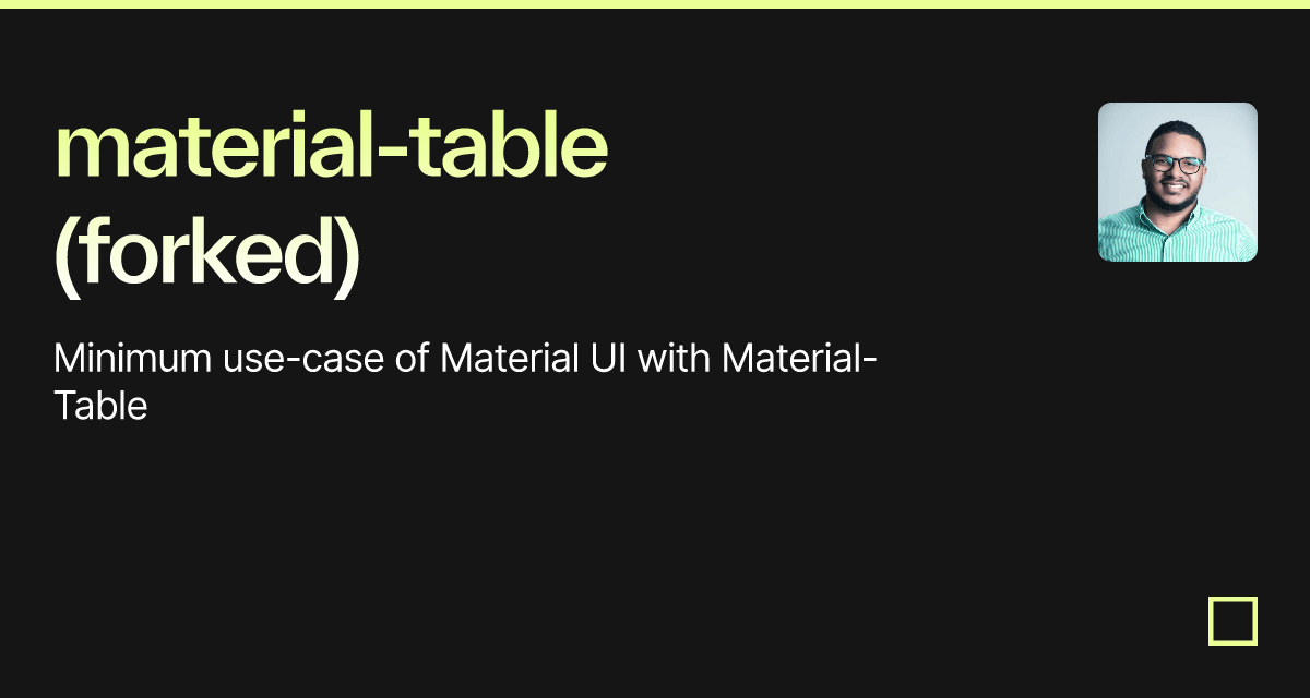 material-table (forked) - Codesandbox