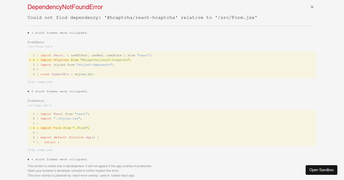 React Hcaptchaform Example Forked Codesandbox