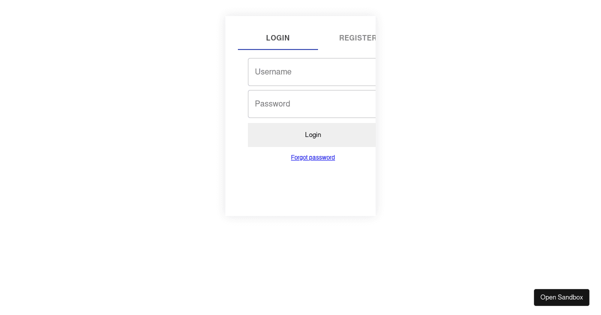 login register form (forked) - Codesandbox
