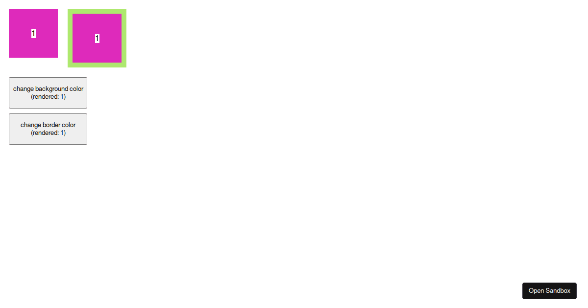 Change boxes color using separate Contexts (check out buttons rendering ...