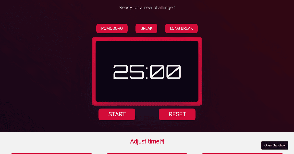 POMODORO TIMER - Codesandbox