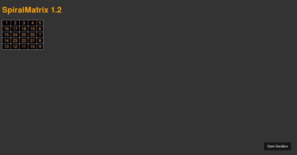 Spiral Matrix - Codesandbox
