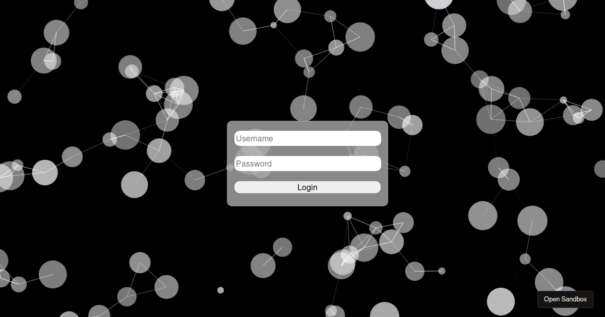 react login on particles masking background - Codesandbox