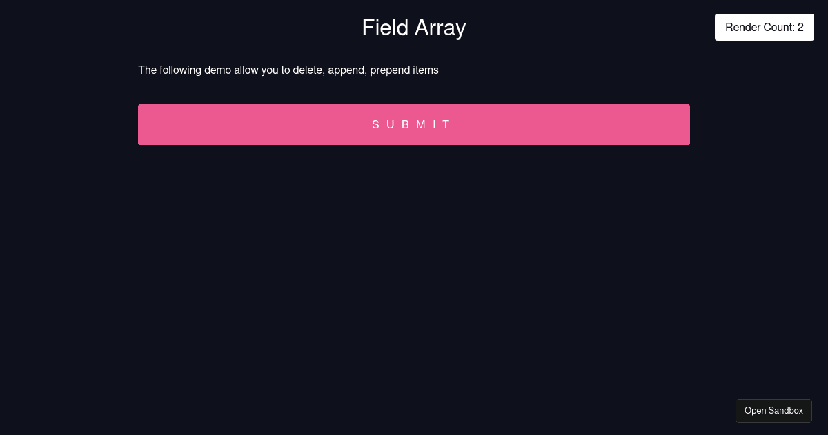 React Hook Form Reset Usefieldarray Forked Codesandbox 