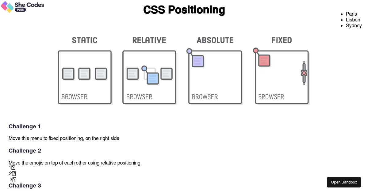 CSS Positioning Solution (forked) - Codesandbox