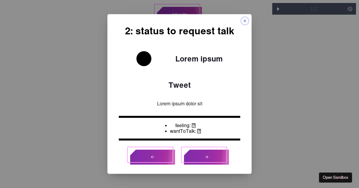 Radix-ui Dialog test - Codesandbox