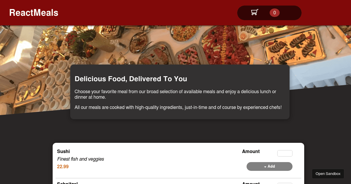 Food order app - Codesandbox
