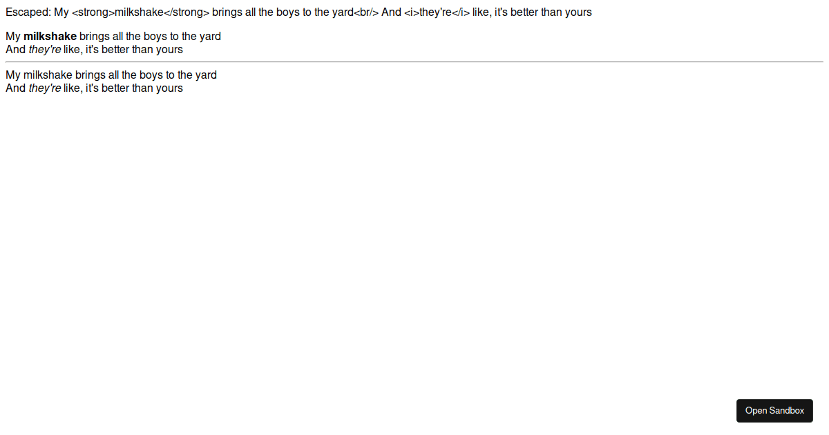 Vue Sanitize Example (forked) - Codesandbox