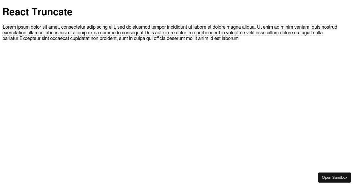 React Truncate Codesandbox
